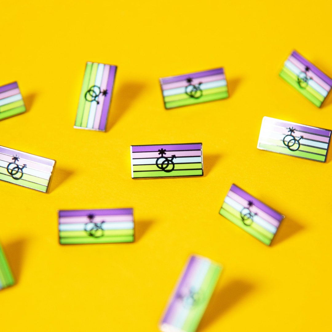 Toric Flag Pin — Quadrisian Pride Enamel Badge NBLM Nonbinary Enby ...