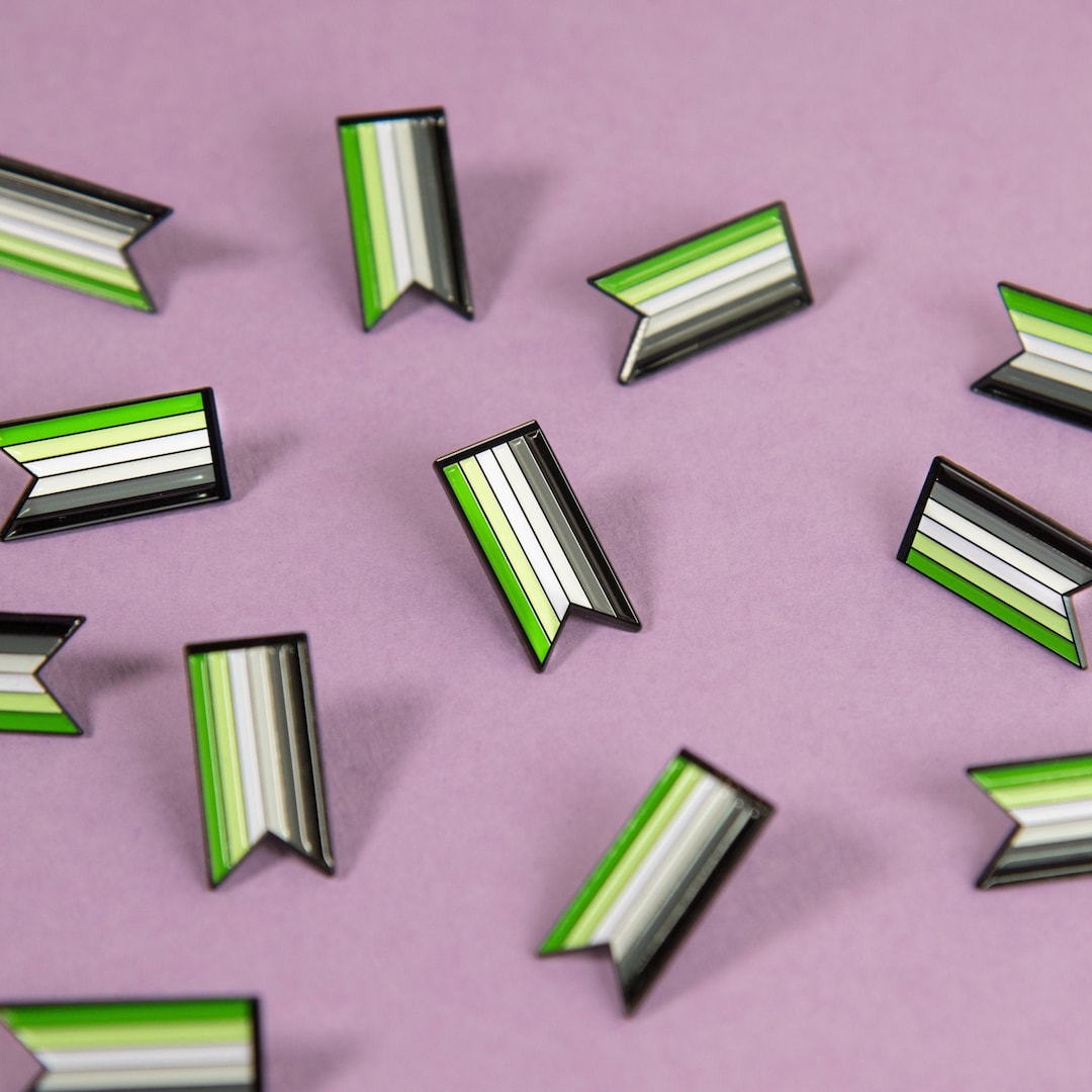 Aromantic Ribbon Pin — Subtle Aro Pride Pin Flag Accessory Demiromantic ...