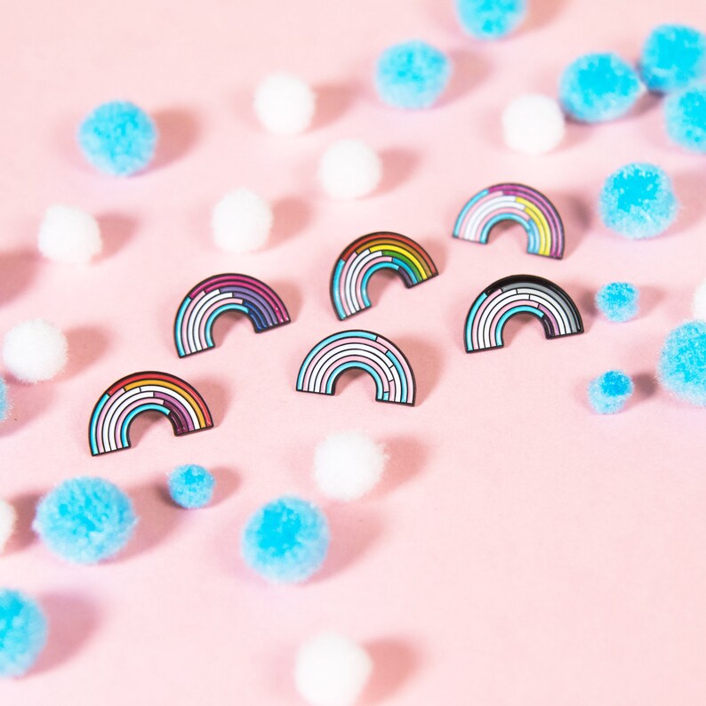 Trans Rainbow Pin variations Enby Badge Subtle Pride - Etsy UK
