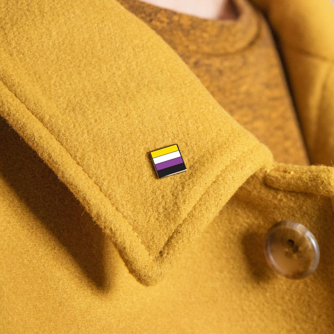 Mini Nonbinary Pride Pin — Enby Square Flag Small Transgender Rainbow ...