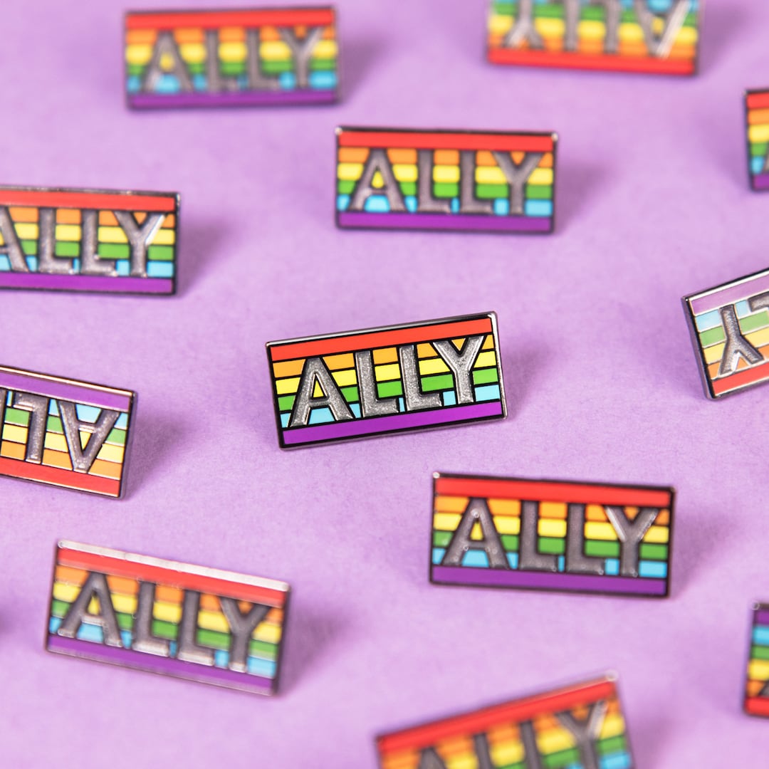 Rainbow ALLY Pin — Enamel Badge Gay Flag Pride Sticker Shirt LGBT ...