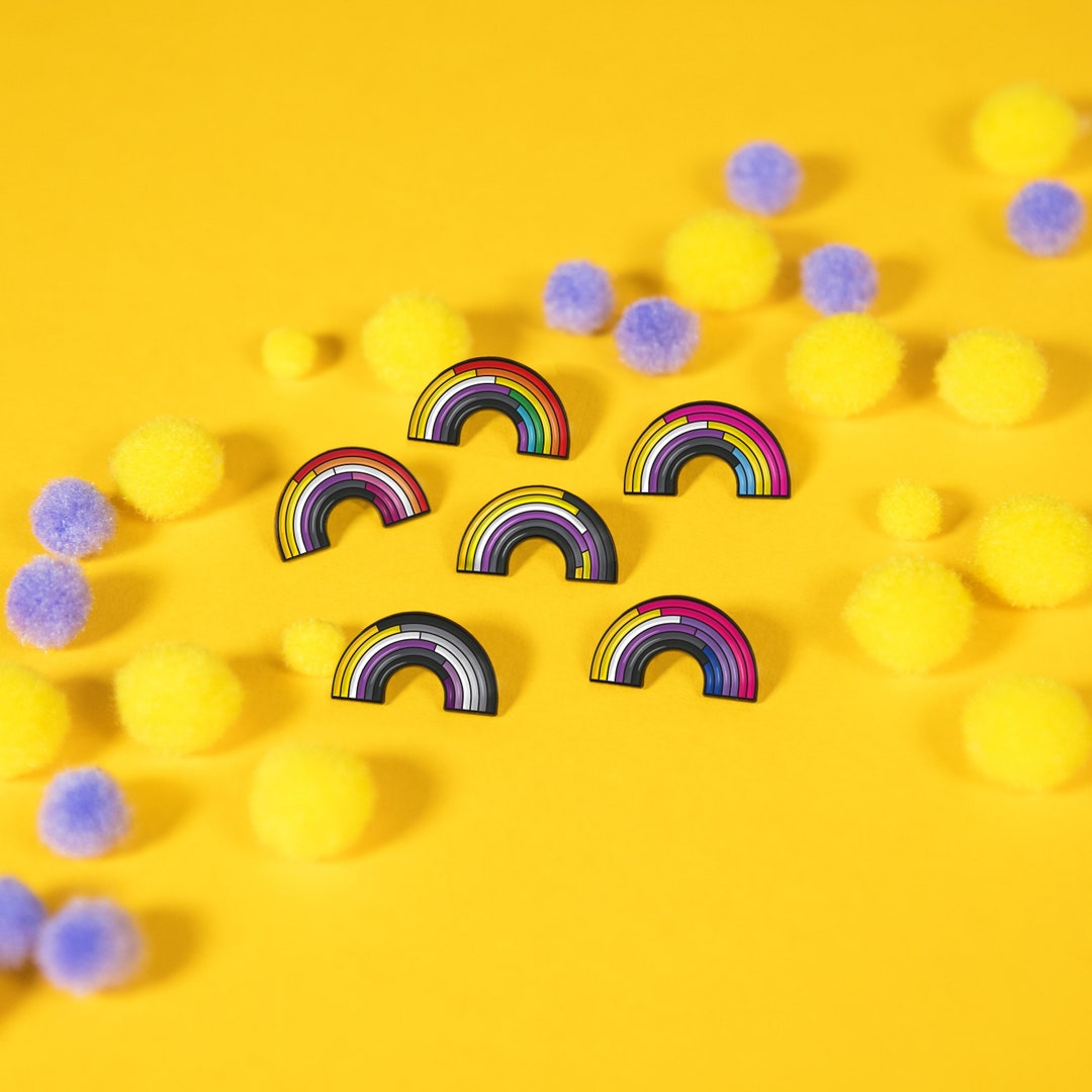 Non-binary Rainbow Pin (variations) — Nonbinary Enby Badge Pride Flag ...