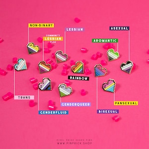 Asexual Pixel Pride Heart Pins — Subtle Flag Badge Love Gift Button ...