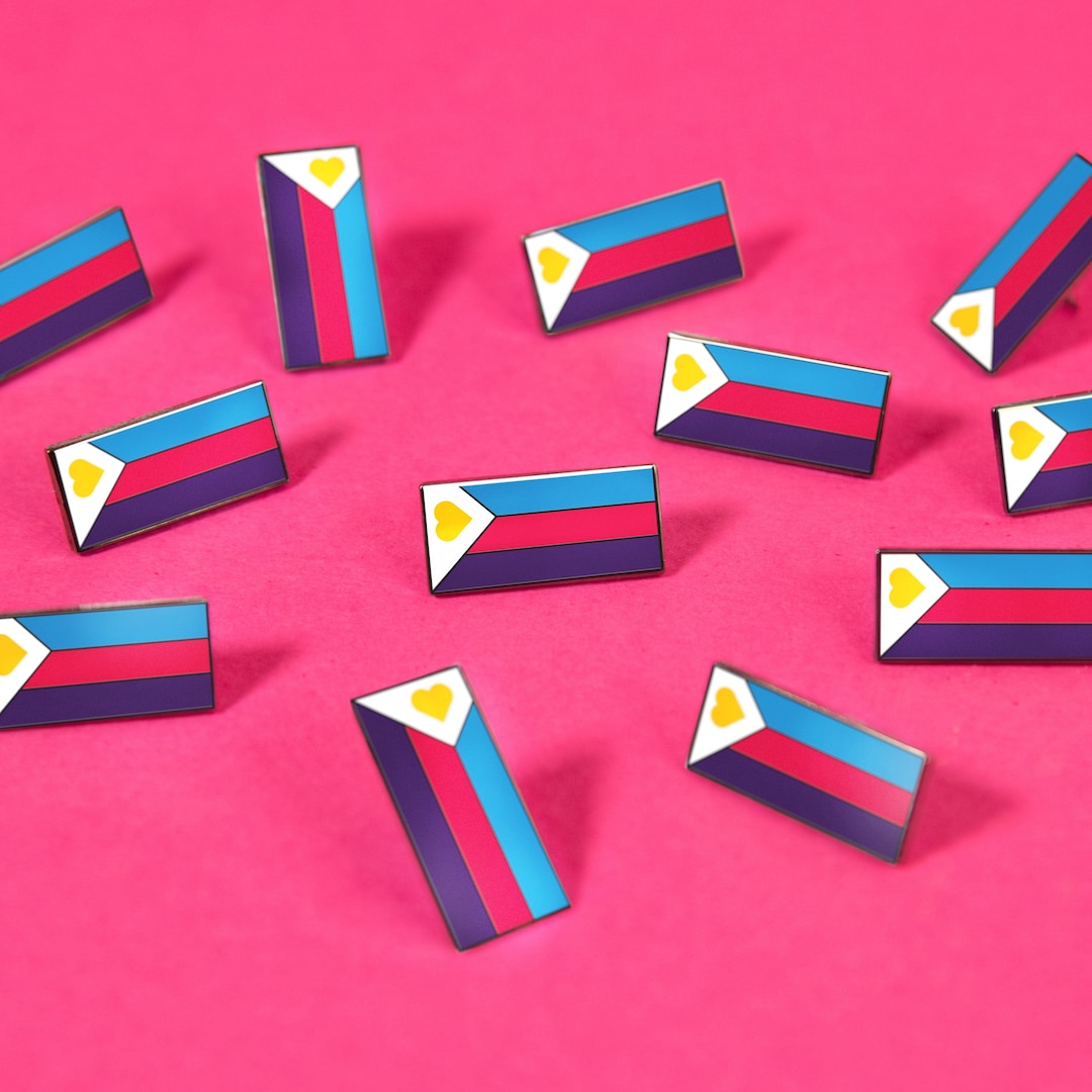Polyamory 'tricolour' Pride Flag Pin New Poly Design - Etsy