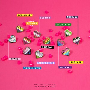 Bisexual Pixel Heart Pin — Subtle Bi Pride Flag Accessory Gift Queer ...