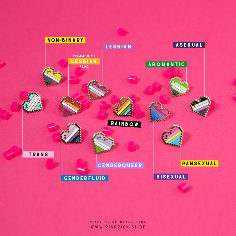 Bisexual Pixel Heart Pin Subtle Bi Pride Flag Accessory Gift - Etsy UK