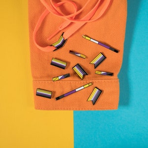 Non-binary Ribbon Pin — Subtle Pride Flag Small Mini Minimalist Enamel ...