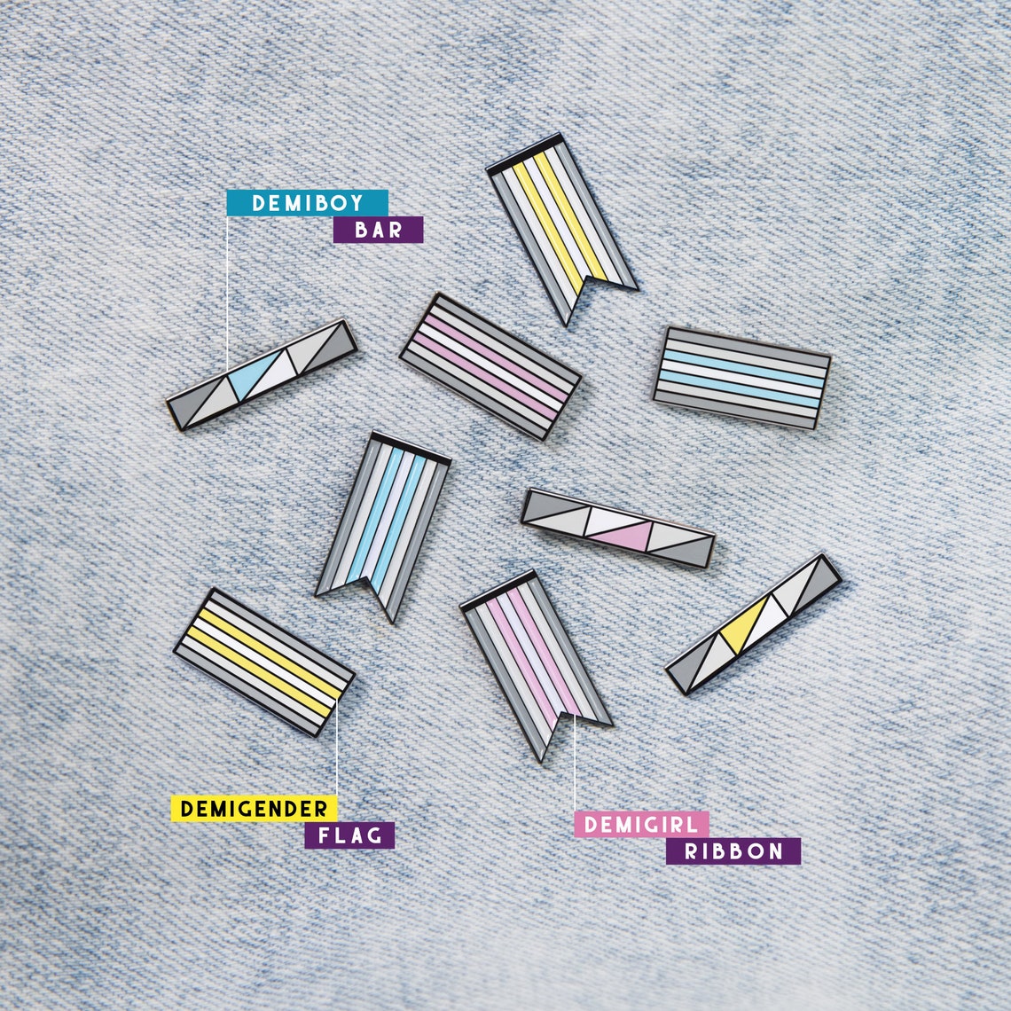 Demigender Flag Pin — Nonbinary Pride Badge Deminonbinary Demiboy ...