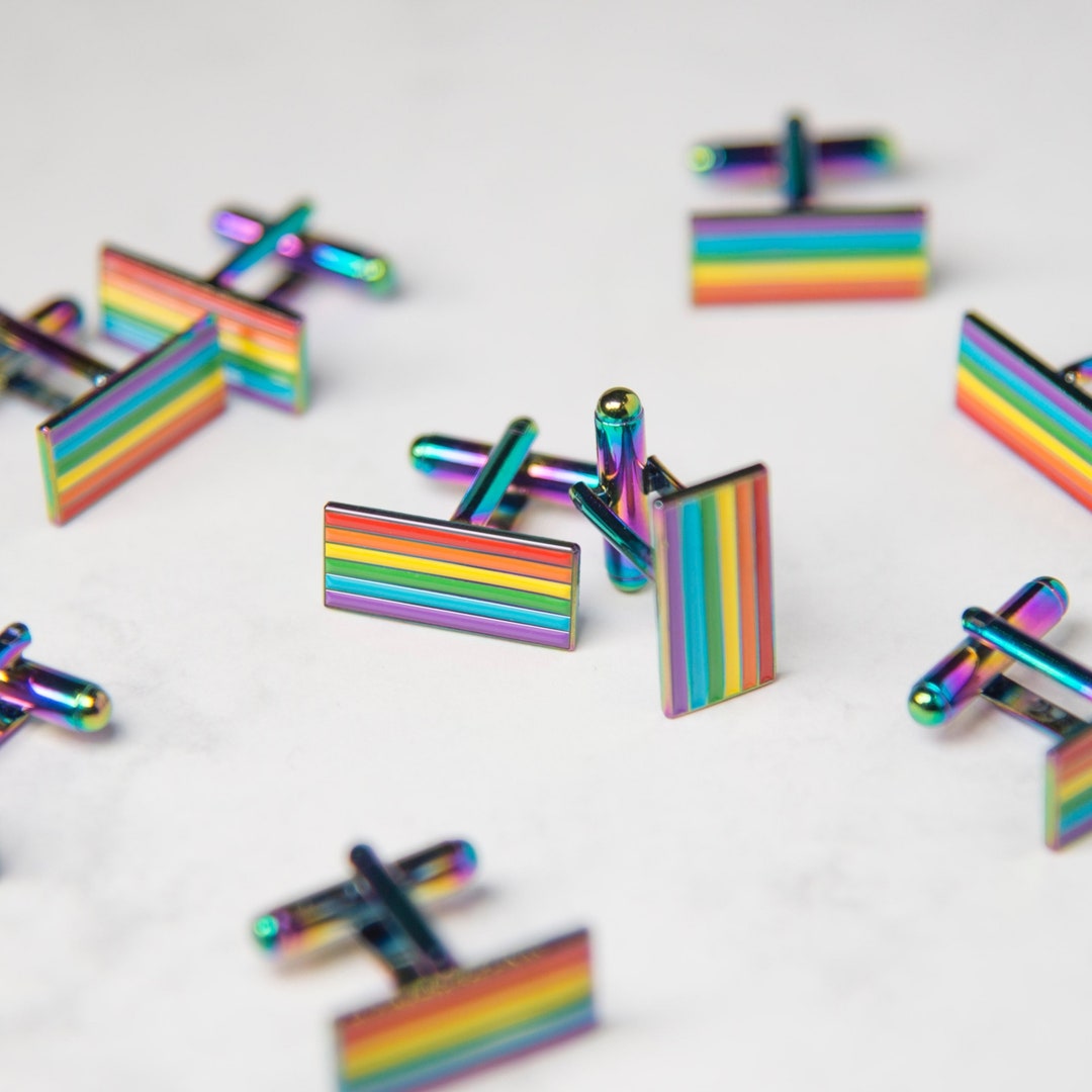Iridescent Rainbow Pride Cufflinks — LGBT Gay Pride Wedding Gift Groom ...