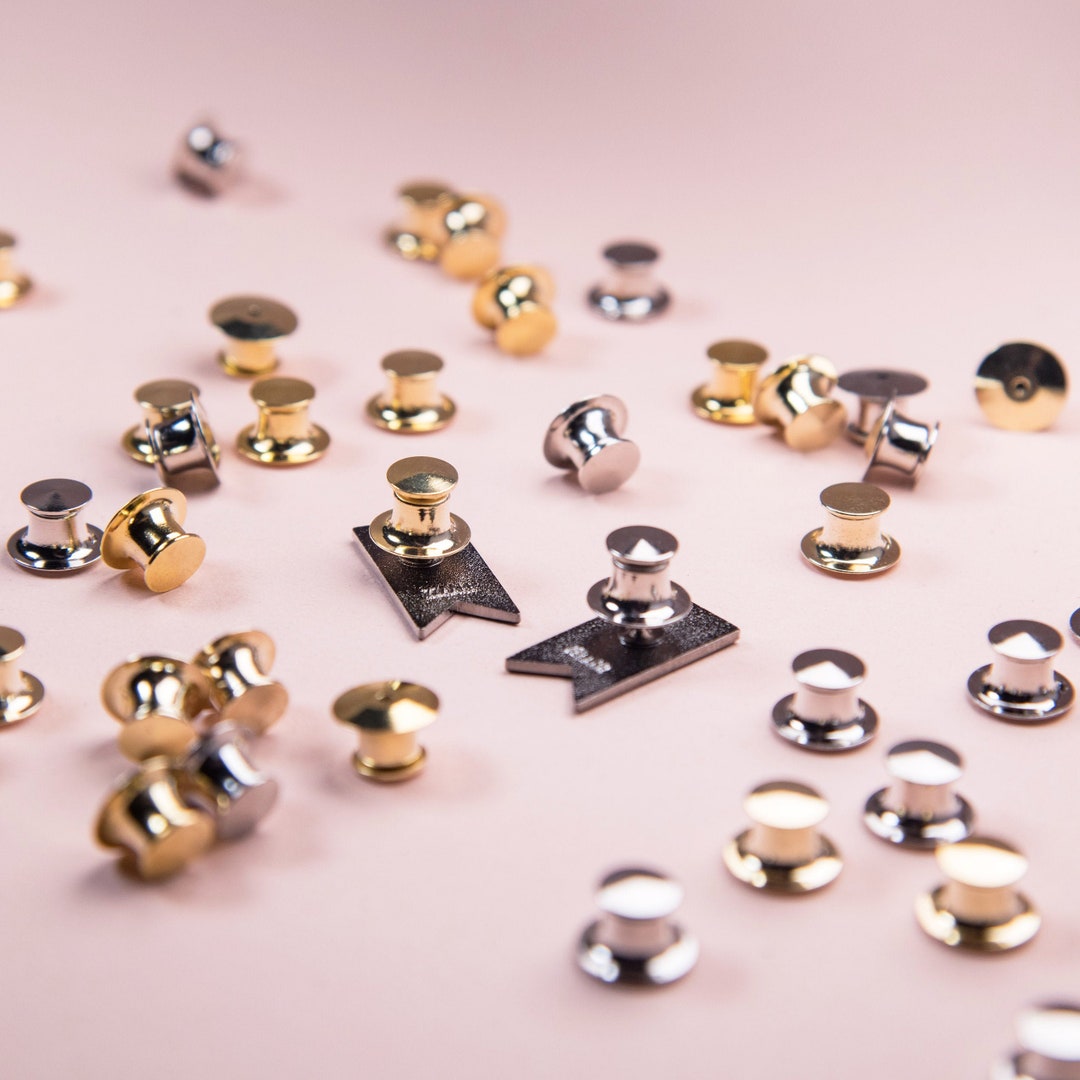 Secure Locking Pin Backs (x5) — Pack of 5 — Silver or Gold — No Tools ...