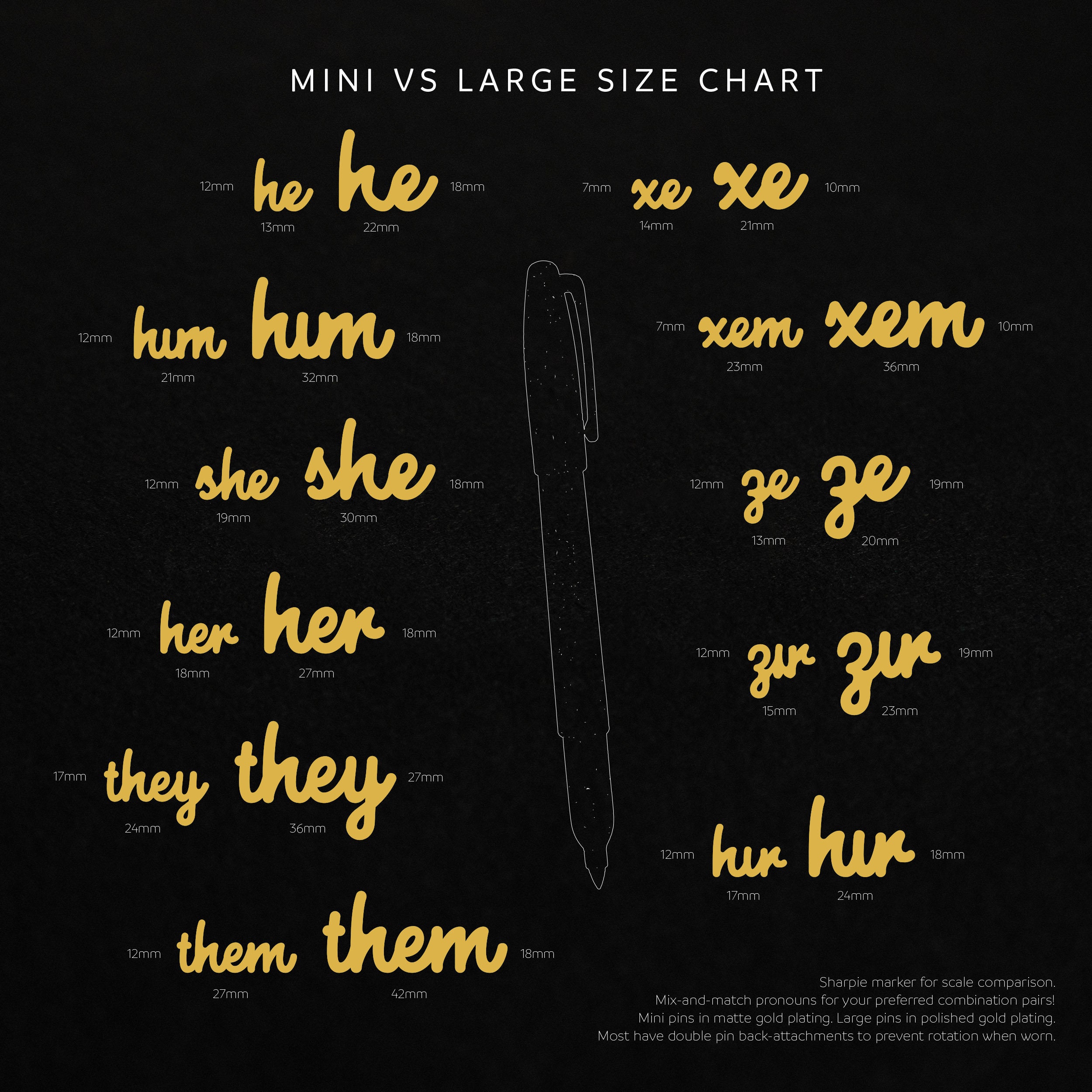 Mix-and-match Pronoun Pins They Them She Her He Him Xe Xem - Etsy UK