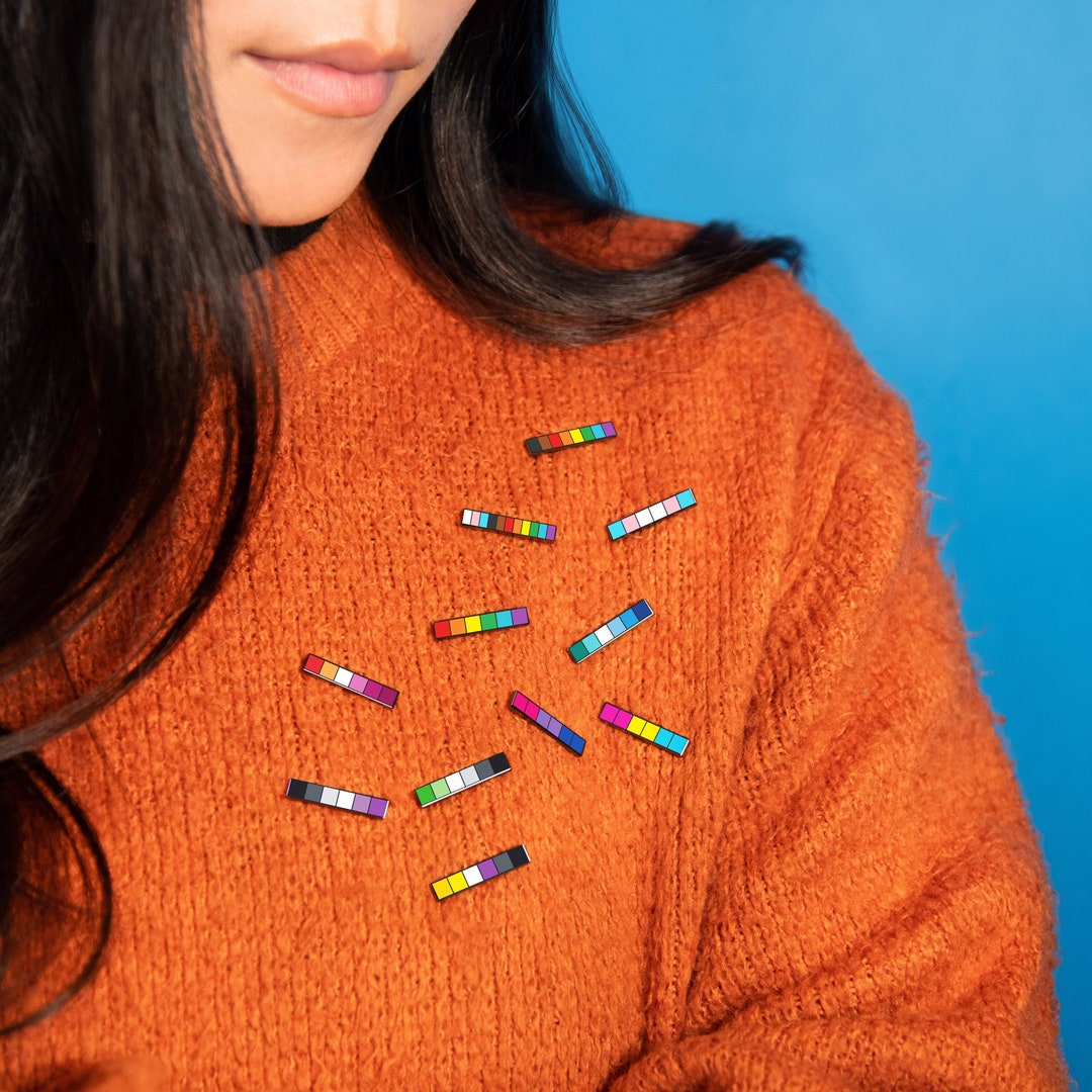 Pride Flag Baton Pins — Minimalist Rainbow Accessory Gay Bi Bisexual ...