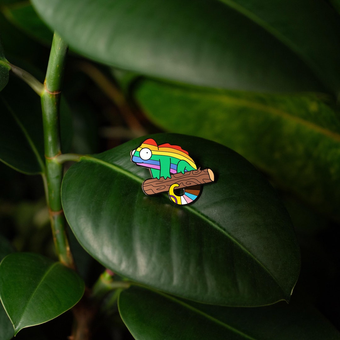 Rainbow Queer Chameleon Pin — Official Merchandise LGBT Gay Bi Lizard ...