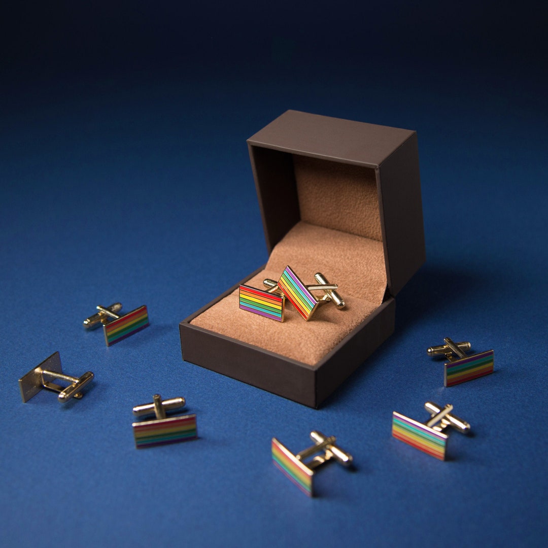 Gold-plated Rainbow Pride Cufflinks — LGBT Gay Pride Same Sex Wedding ...