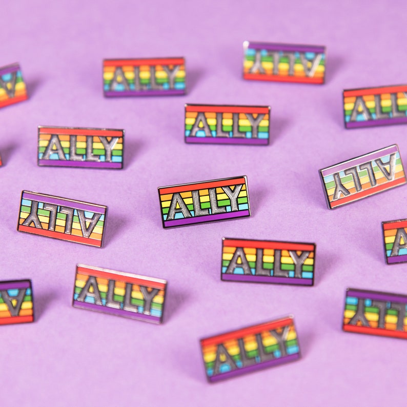 Lgbt Ally Flag Pin Enamel Badge Gay Pride Lapel Straight Etsy