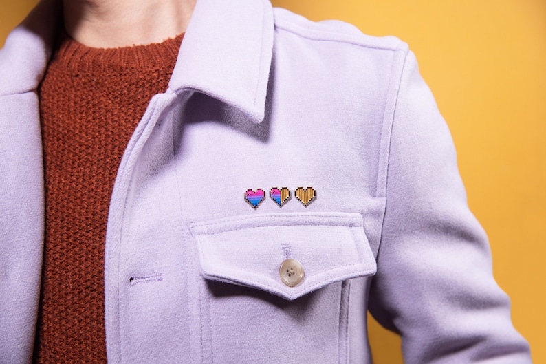 Bisexual Pixel Heart Pin Subtle Bi Pride Flag Accessory Gift - Etsy