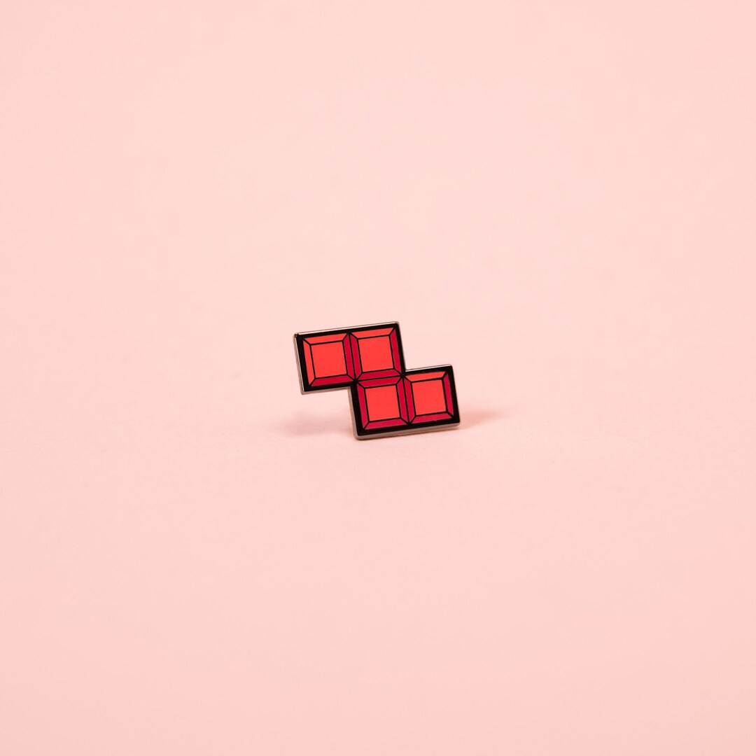 Tetris Block Enamel Pin — Retro Gaming Badge Tie Accessory Stickers ...