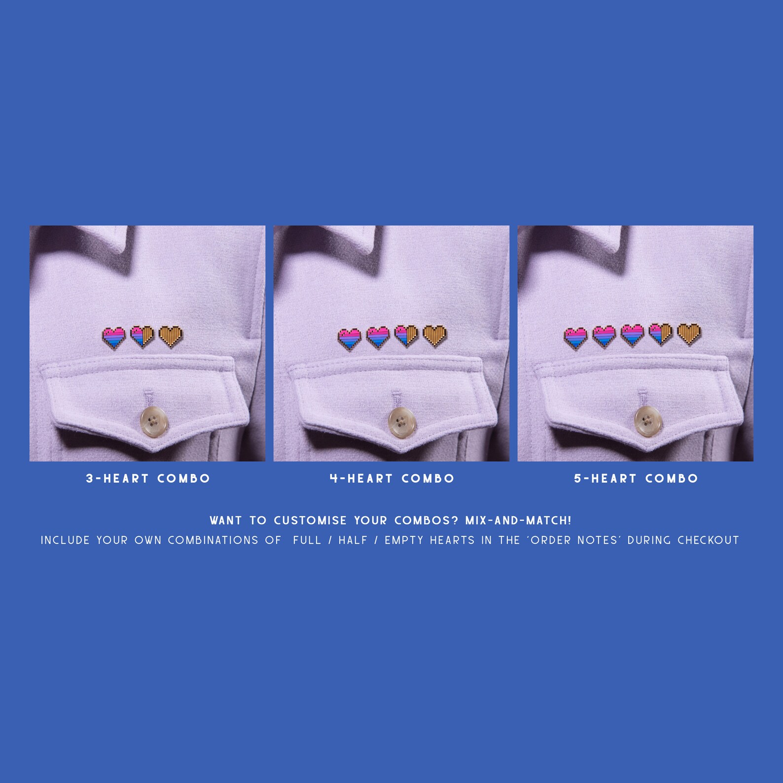 Bisexual Pixel Heart Pin Subtle Bi Pride Flag Accessory Gift - Etsy