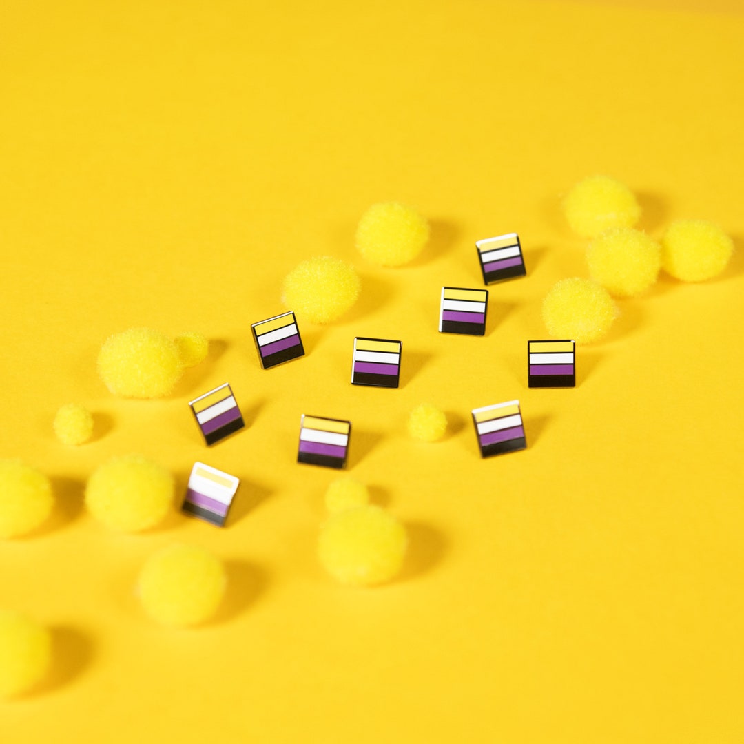 Mini Non-binary Flag Pin — LGBT Enby Pride Badge Small Stud NB Nonbinary Earring Trans ...