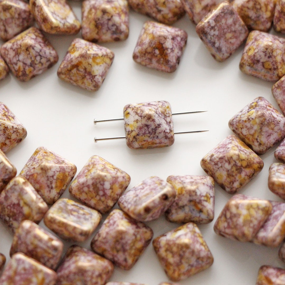 12-60 Pcs Pyramid Beads, Czech Glass Beads 12 Mm, Square Shaped Beads ...