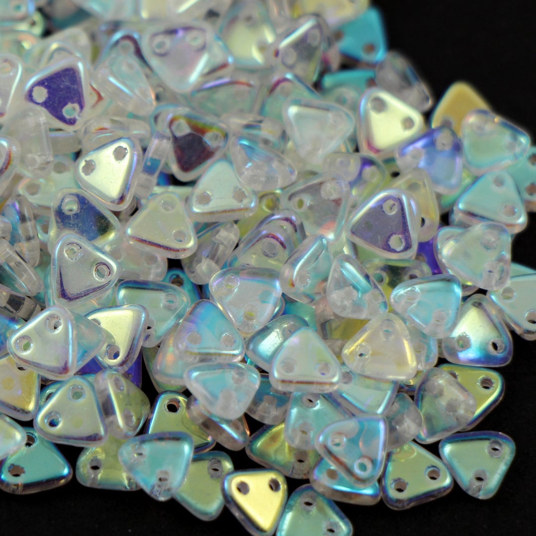 10 Gr Czechmates™ Triangle Beads, Two-hole 6 Mm Beads, Crystal AB ...