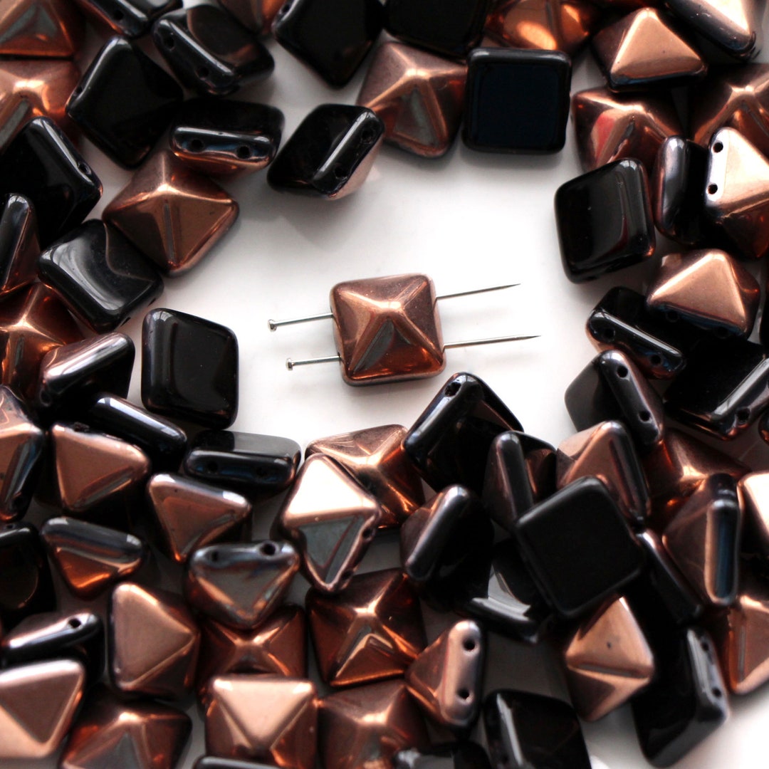 12-60 Pcs Pyramid Beads, Czech Glass Beads 12 Mm, Square Shaped Beads ...