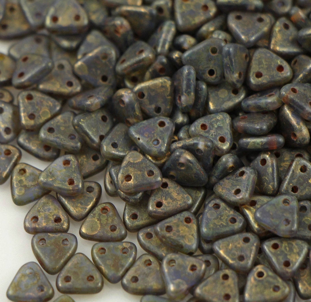 10 Gr Czechmates™ Triangle Beads, Two-hole 6 Mm Beads, Sapphire Cooper ...