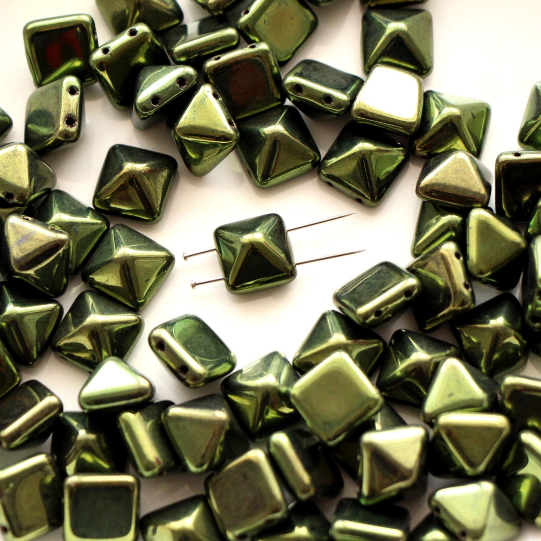 12-60 Pcs Pyramid Beads, Czech Glass Beads 12 Mm, Square Shaped Beads ...