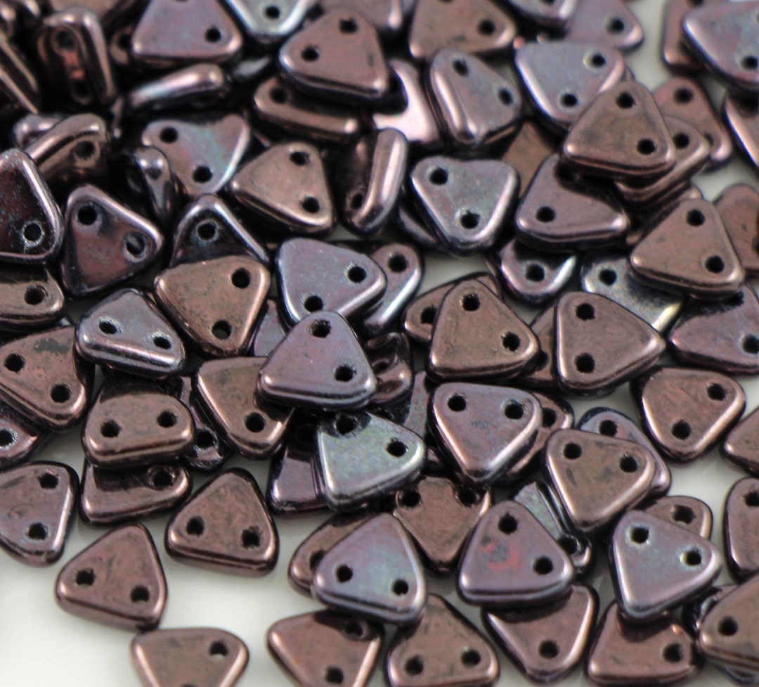 10 Gr Czechmates™ Triangle Beads, Two-hole 6 Mm Beads, Luster Metallic ...
