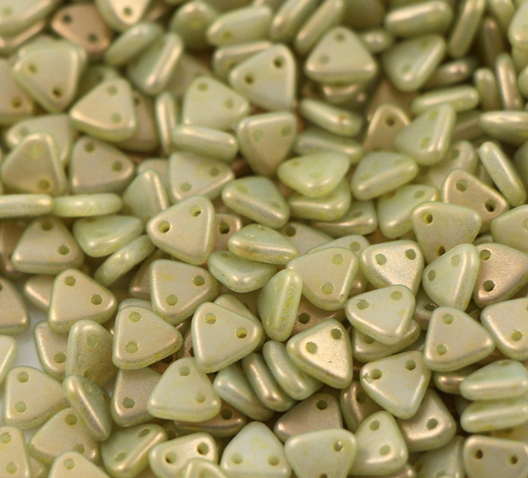 Czechmates™ Triangle Beads, Two-hole 6 Mm Beads, Halo Etheral Celadon ...