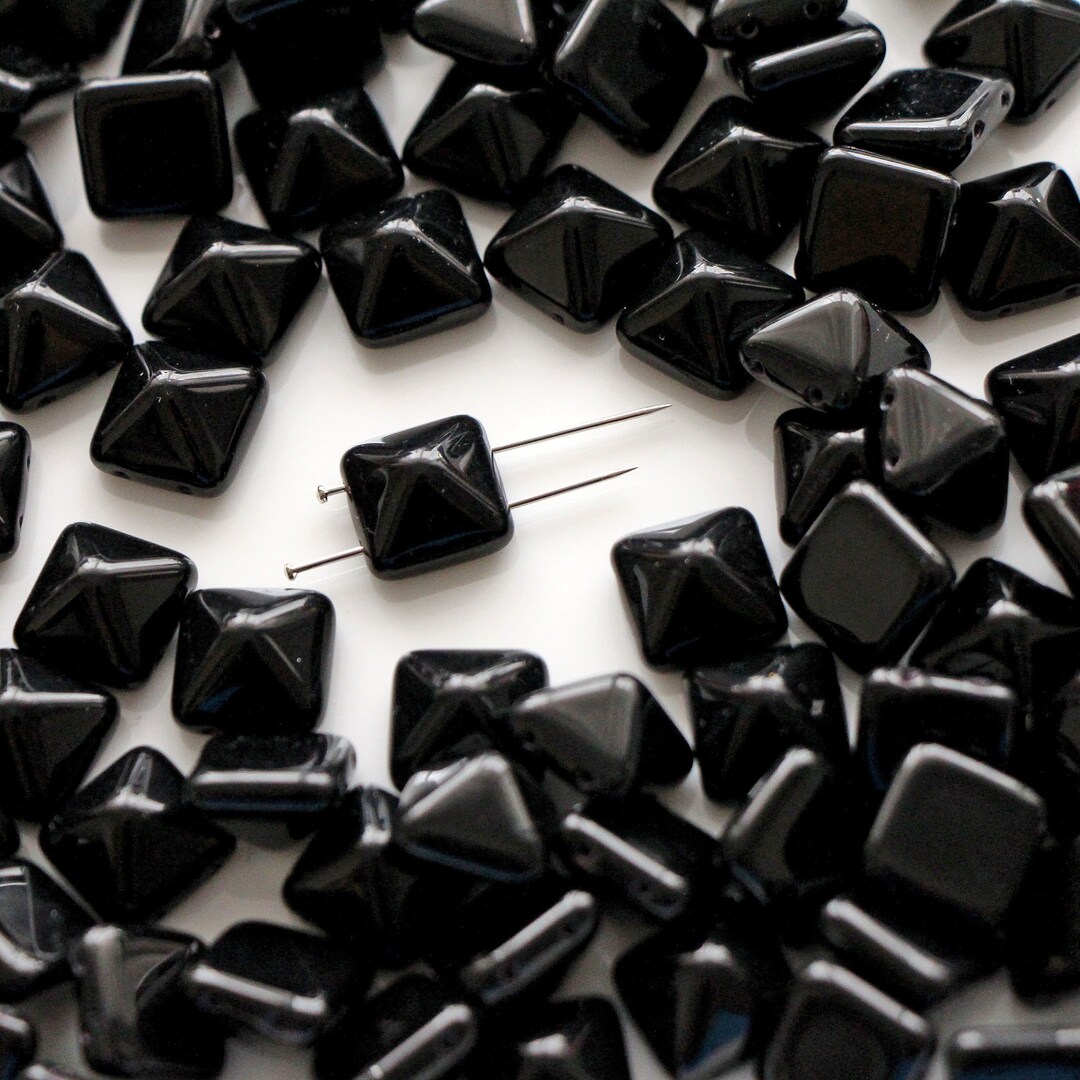 12-60 Pcs Pyramid Beads, Czech Glass Beads 12 Mm, Square Shaped Beads ...