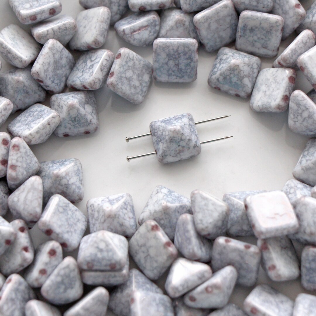 12-60 Pcs Pyramid Beads, Czech Glass Beads 12 Mm, Square Shaped Beads ...