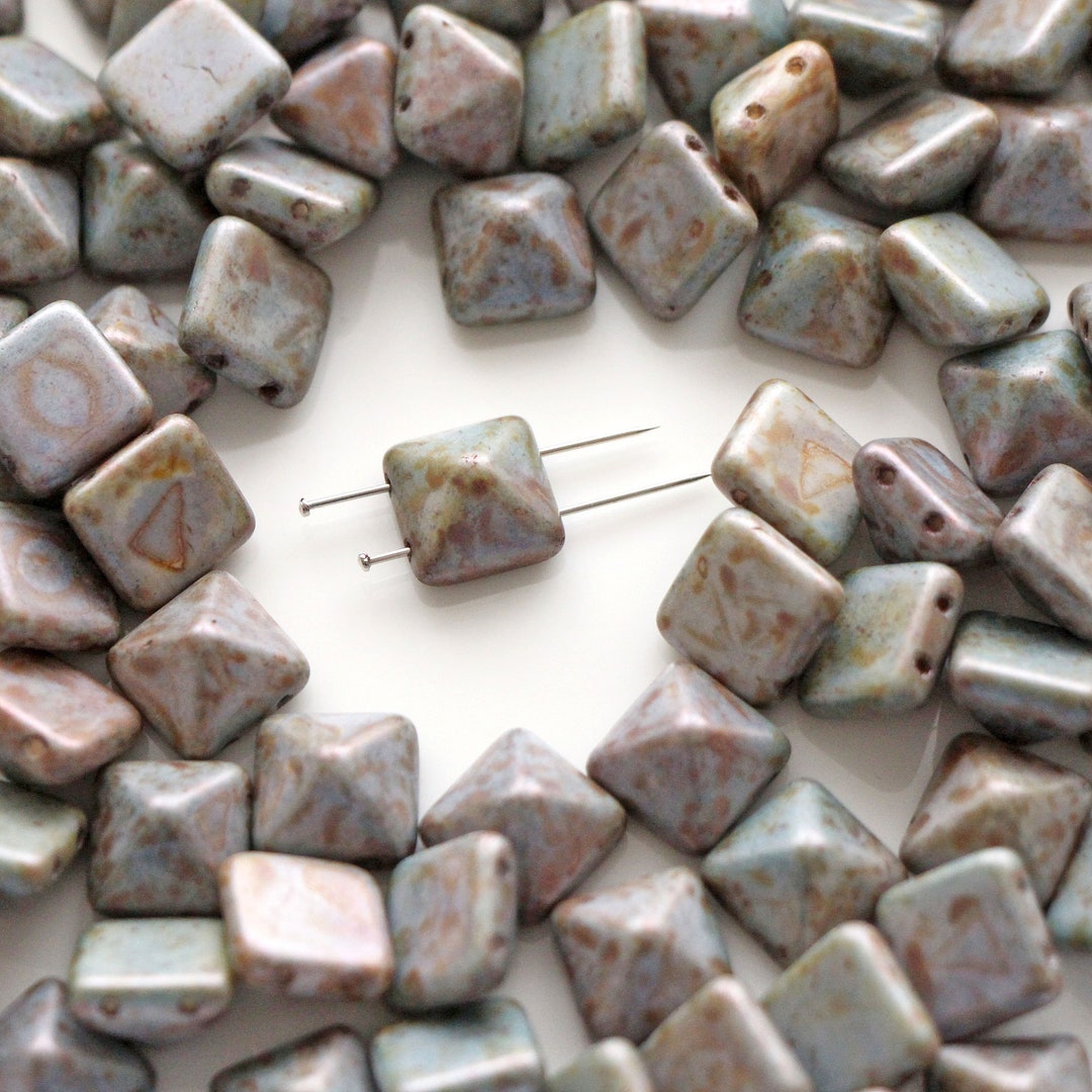 12-60 Pcs Pyramid Beads, Czech Glass Beads 12 Mm, Square Shaped Beads ...