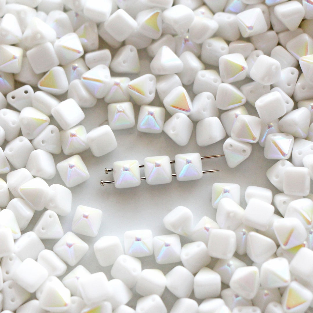 25-200 Pcs Pyramid Beads, Czech Glass Beads 6 Mm, Square Shaped Beads ...