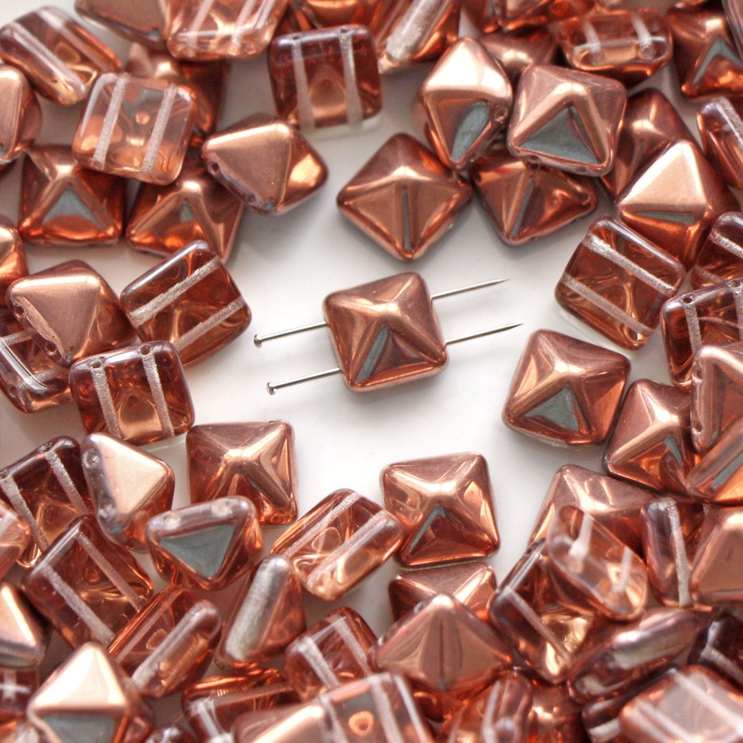 12-60 Pcs Pyramid Beads, Czech Glass Beads 12 Mm, Square Shaped Beads ...