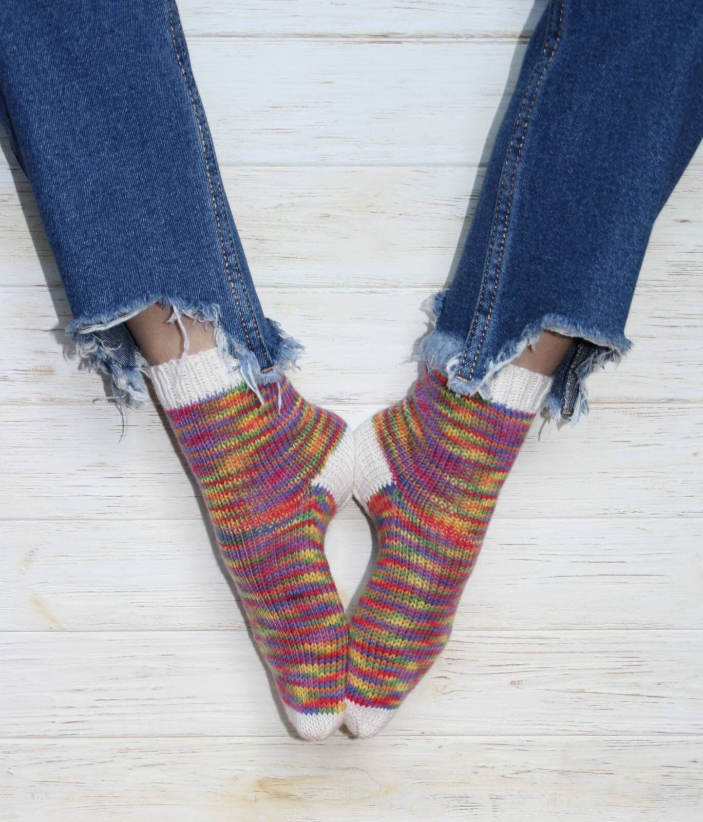 Merino Wool Colorful Women Socks Warm Wool Casual Knit Socks Girl Boots ...