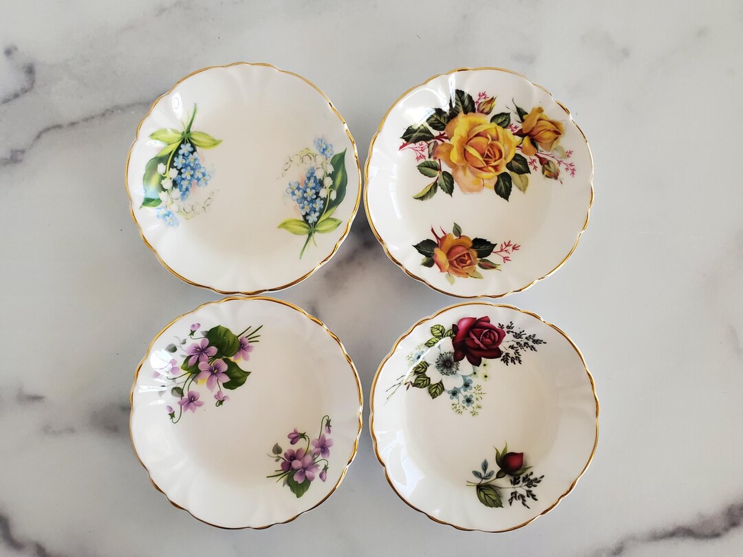 BUTTER PAT PLATES ~ Princess House/hammersley ~ Floral ~ Forget-me-nots ...