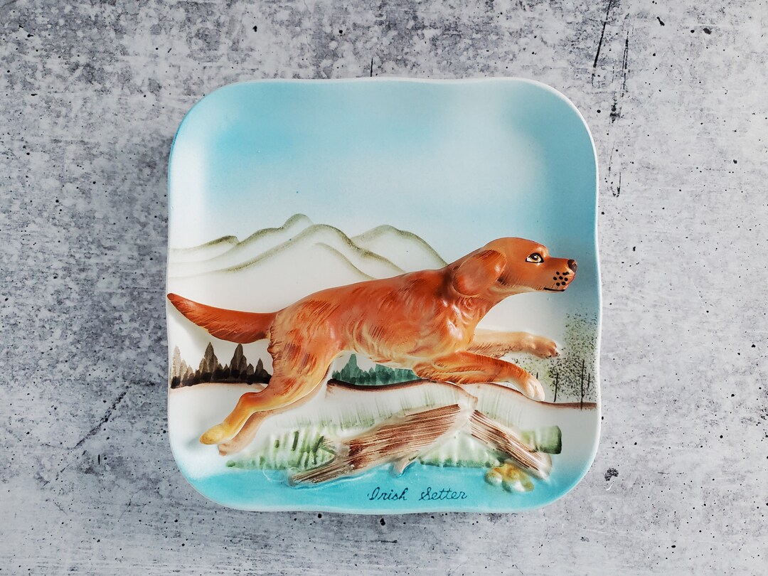 3D DOG PLATE ~ Irish Setter ~ Napco Dog Plate ~ Gun Dog ~ Sporting Dog ...