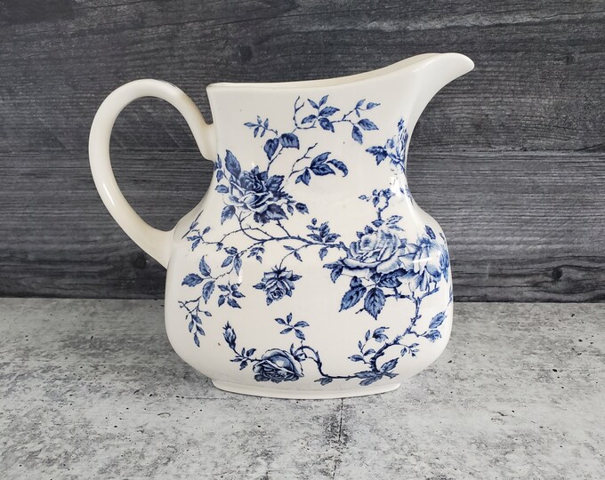 TRANSFERWARE PITCHER ~ Alfred Meakin ~ Rosa Blue ~ Blue & White ...