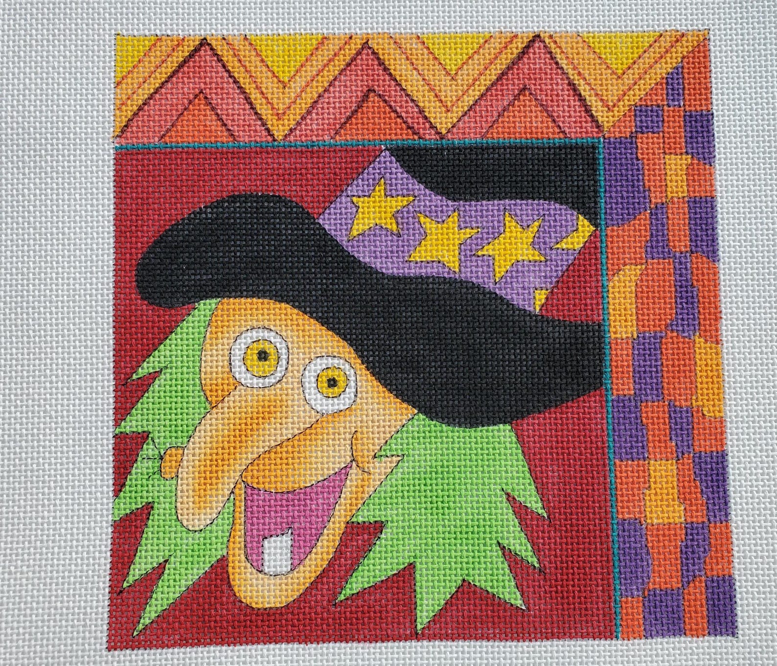 RENAISSANCE DESIGNS ~halloween Witch ~ #TT-131-F ~vintage Needlepoint ...