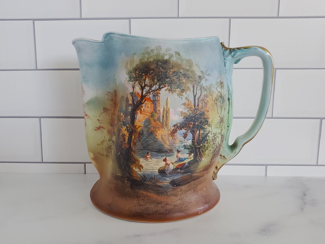 ROYAL BAYREUTH PITCHER ~ Bathing Beauties ~ Bavaria Tapestry ~ Textured ...