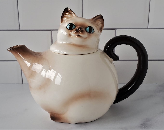 CAT TEAPOT norcrest Siamese Cat Teapot Vintage Teapot 1950's Whimsical ...