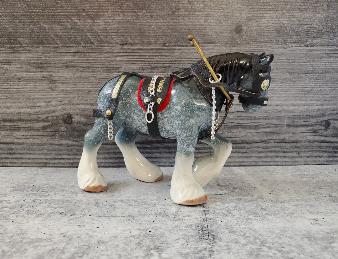 DRAFT HORSE FIGURINE Gray Shire Horse melba Ware Made in England Horse ...