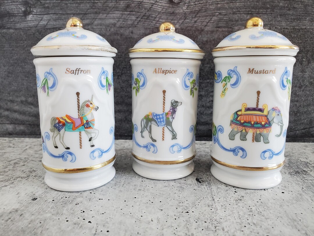 CAROUSEL SPICE JARS ~ Lenox ~ 3 Pc. Set ~ 1993-1996 ~ Replacements ...