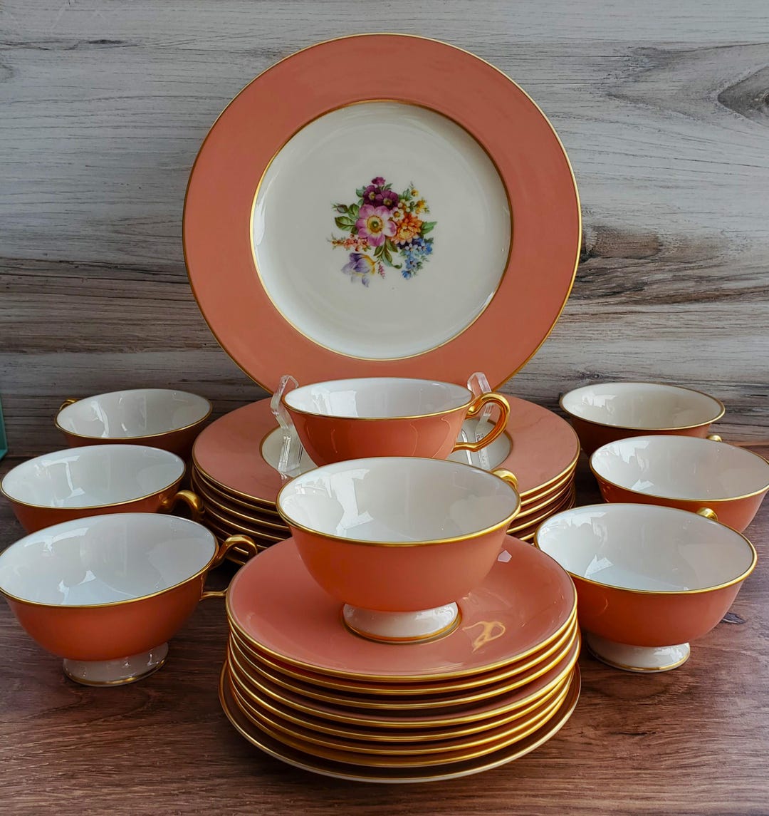 RARE LUNCH SET ~ Lenox/franciscan ~ 24 Pc. Set ~ #j344/palomar ~ Floral ...