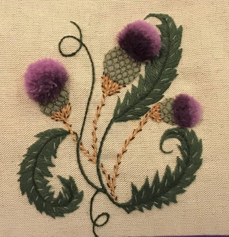 Intermediate Level Crewel Embroidery Kit - Thistles - Etsy