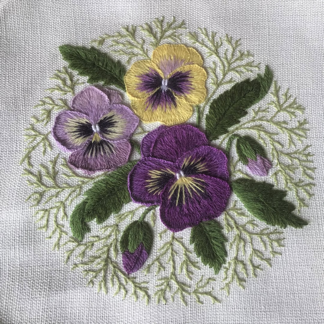 Beginners Pansy Crewel Embroidery Kit - Heartsease - Etsy