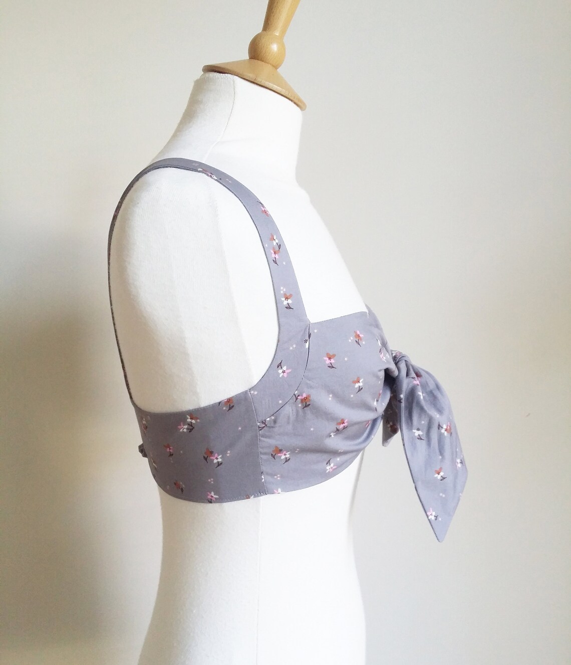 Grey Floral Print Vintage Style Tie Bra Sample Sale Size S - Etsy UK
