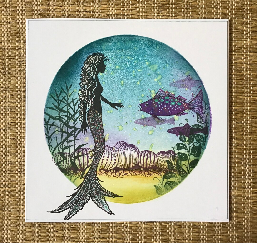 Handmade Mermaid Card, Mermaid Birthday Card, Blank Card, Girl's Card ...