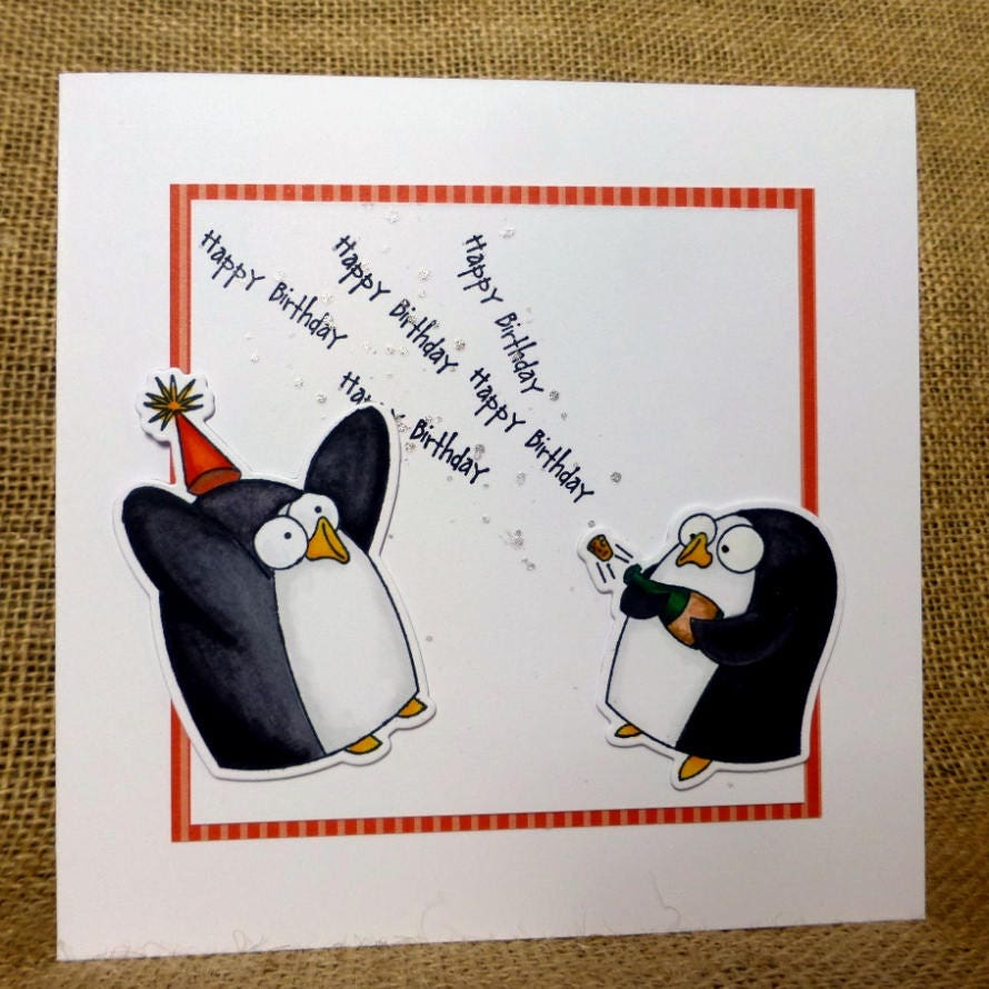Funny birthday card penguin birthday card birthday card for | Etsy